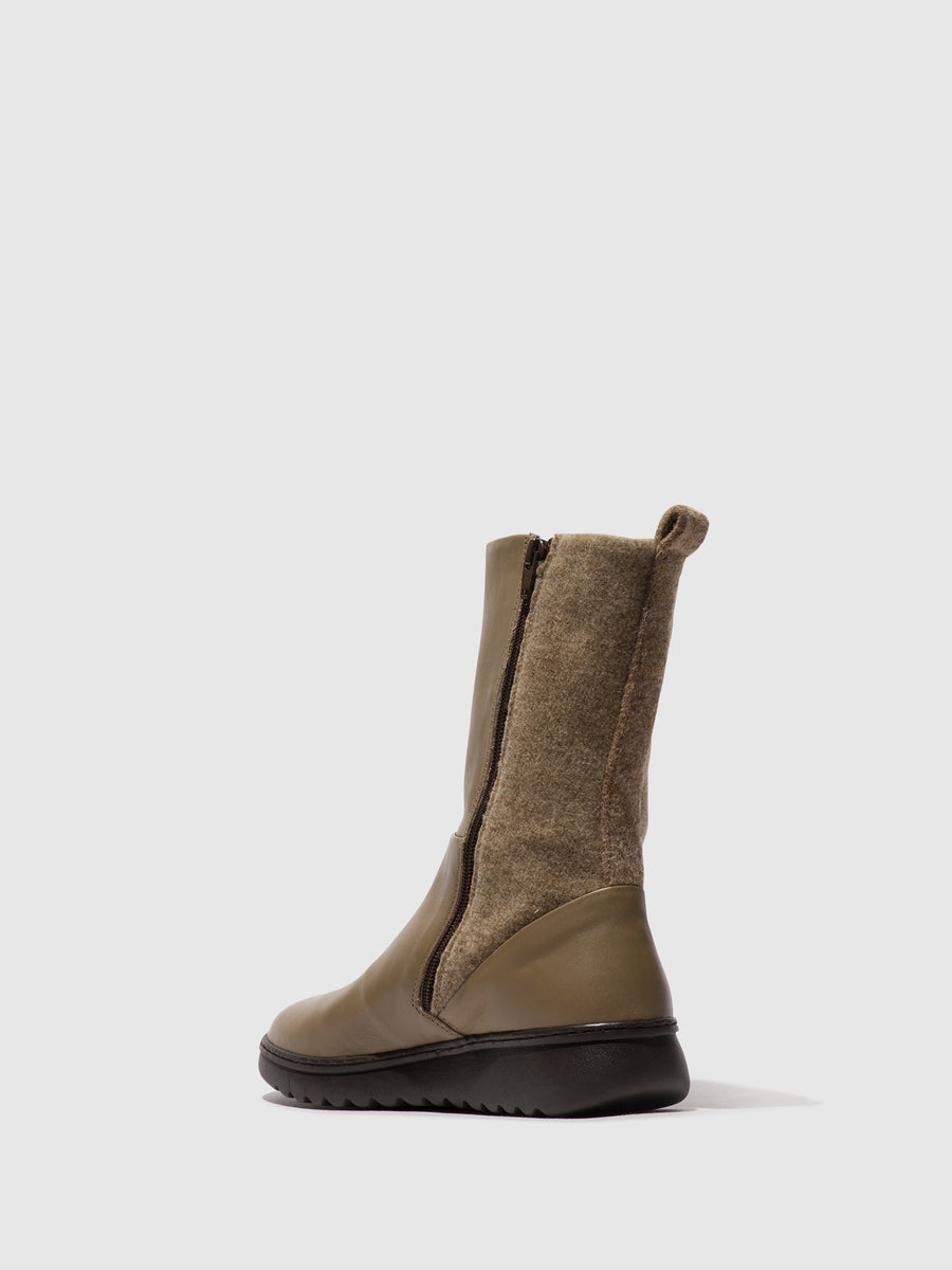 Zip Up Boots EZRA649SOF SLUDGE W/BEIGE FELT – Softinos