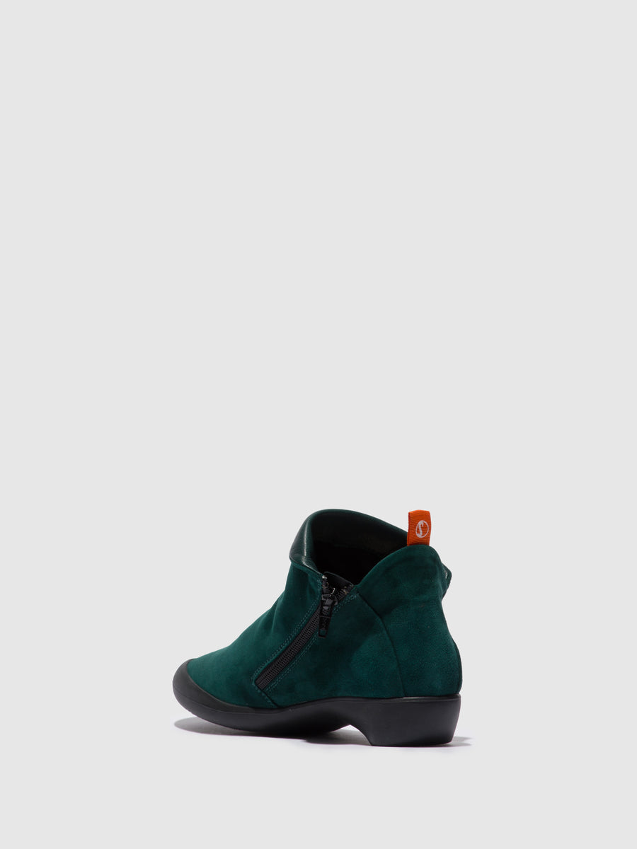Zip Up Ankle Boots FARAH FOREST GREEN – Softinos