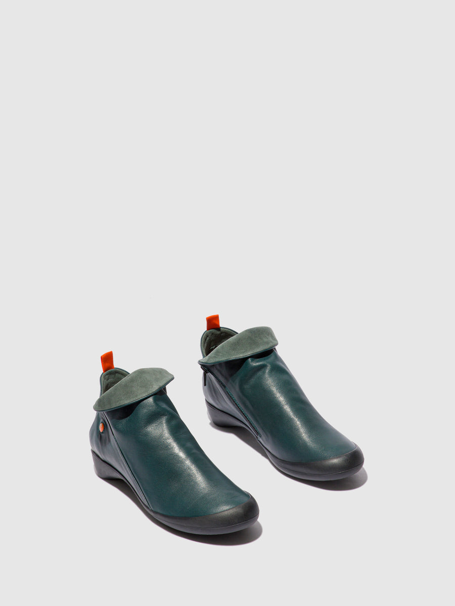 Zip Up Ankle Boots FARAH FOREST GREEN/GREY SLATE – Softinos