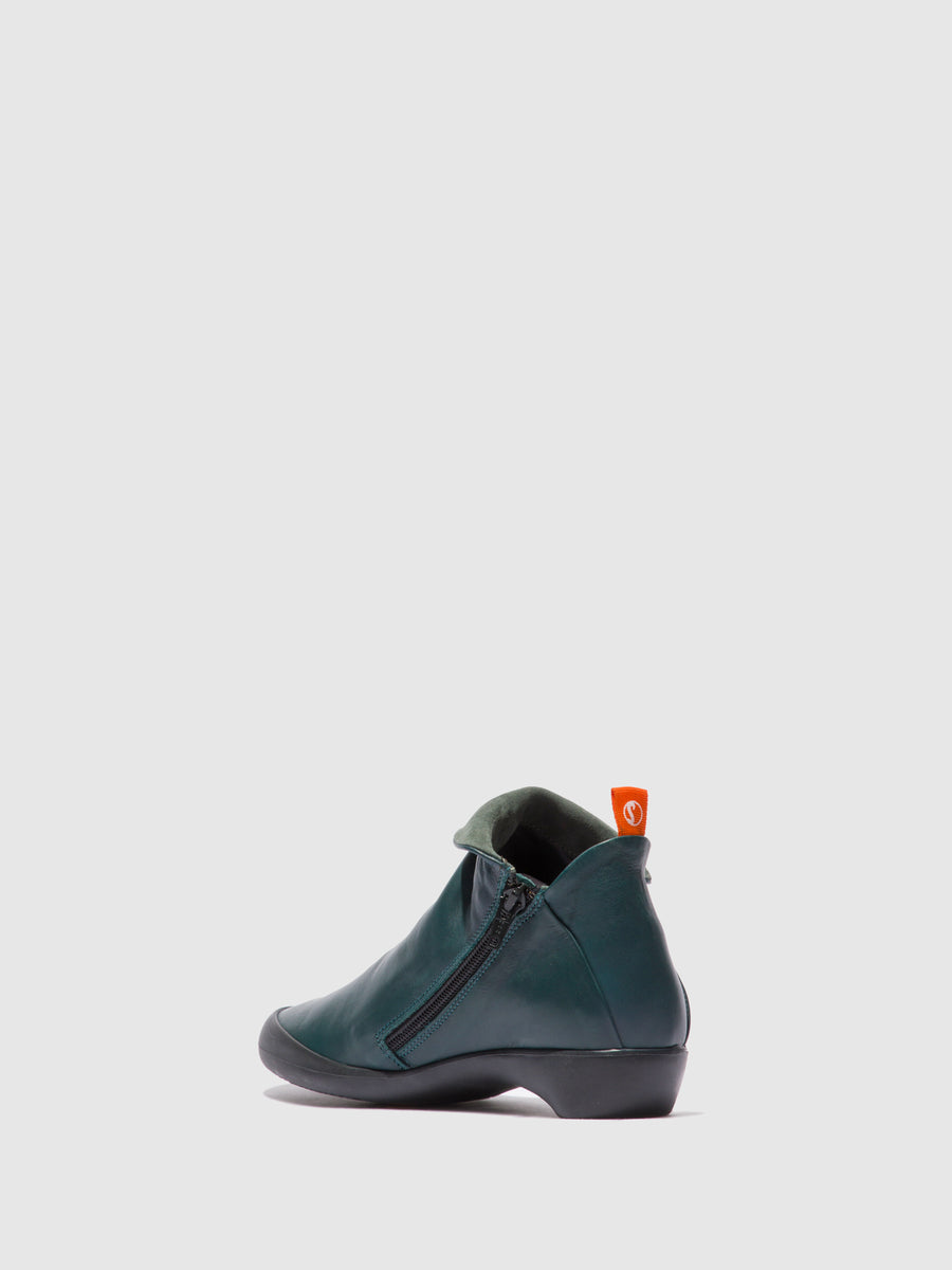 Zip Up Ankle Boots FARAH FOREST GREEN/GREY SLATE – Softinos